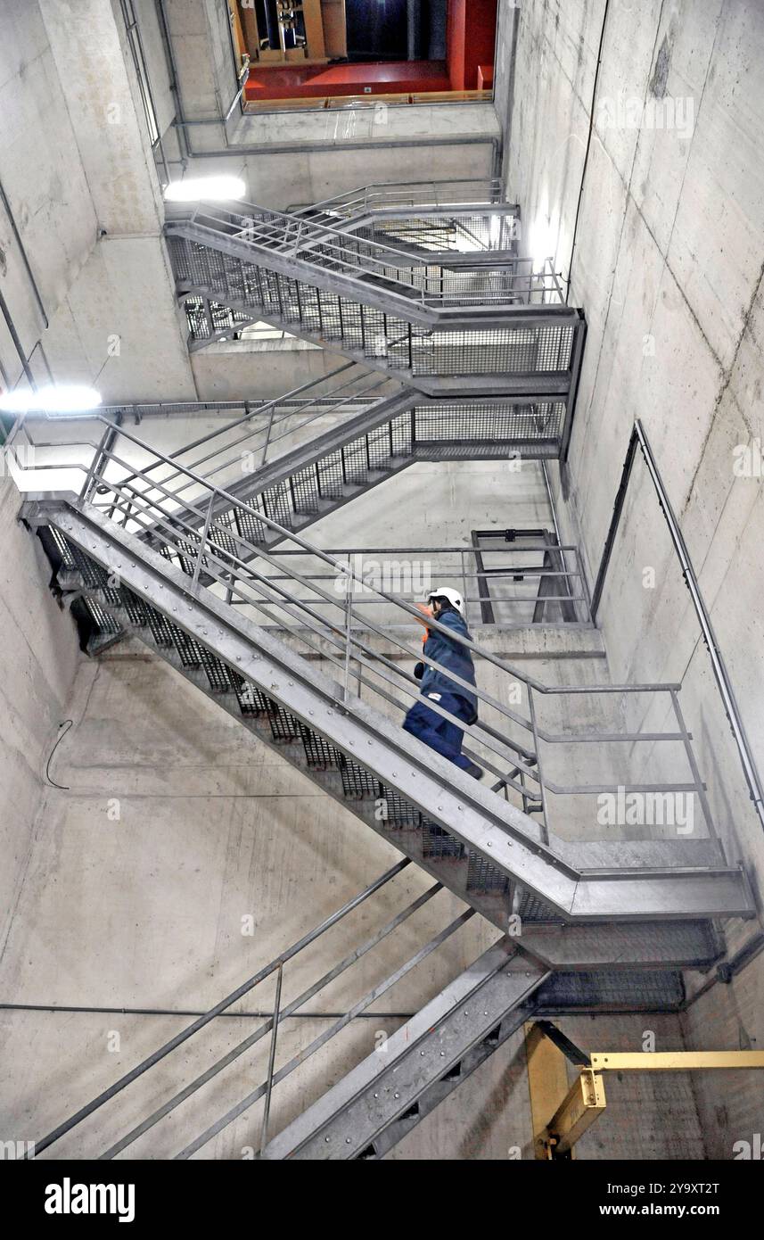 France, Aveyron, Montezic Dam, engine room of the pumped storage energy ...