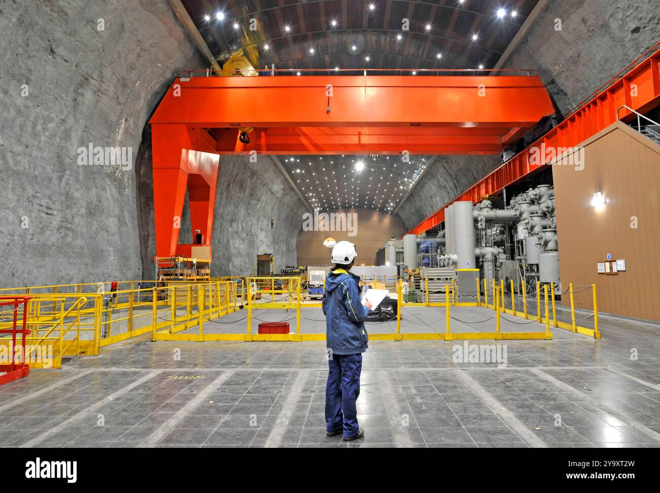 France, Aveyron, Montezic Dam, engine room of the pumped storage energy ...