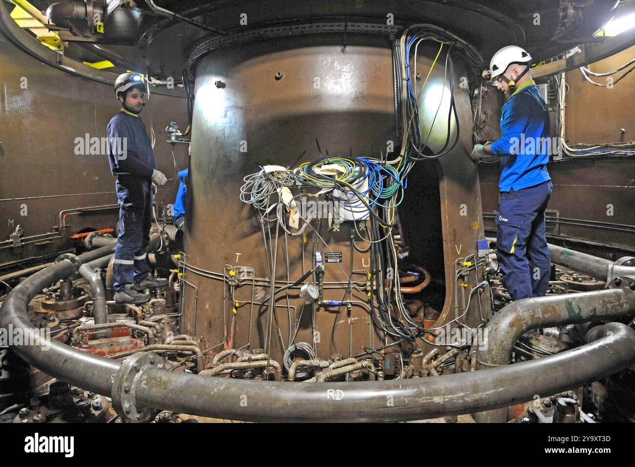 France, Aveyron, Montezic Dam, engine room of the pumped storage energy ...