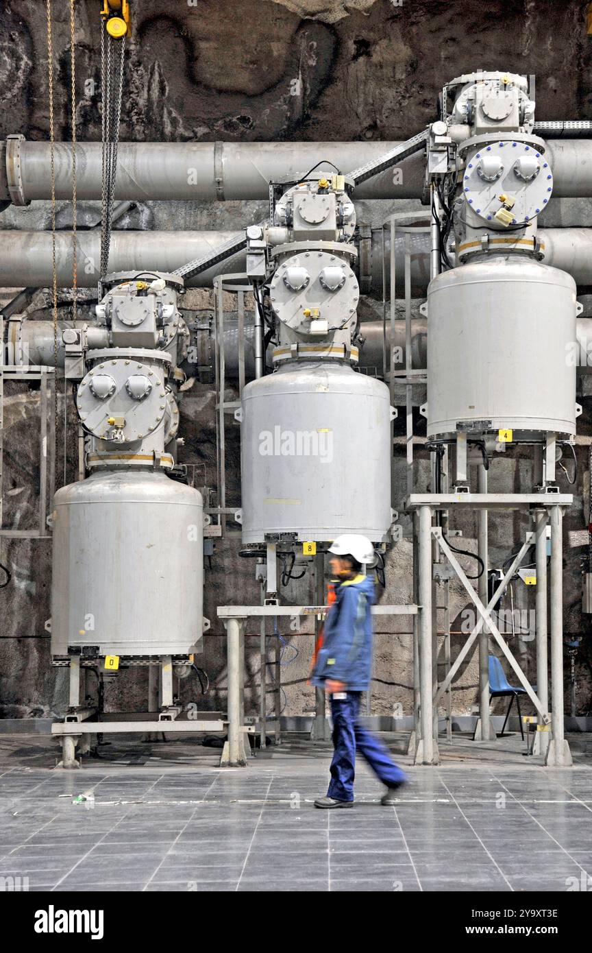 France, Aveyron, Montezic Dam, engine room of the pumped storage energy ...
