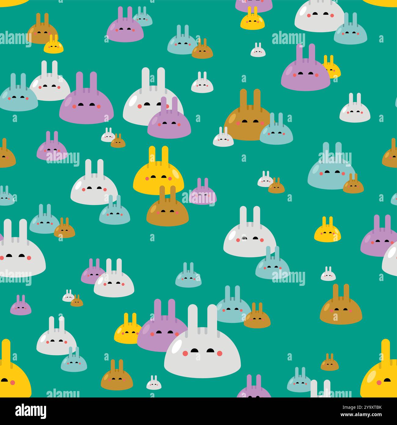 Bunny drop with ears pattern seamless. Funny creatures background. Cute ...