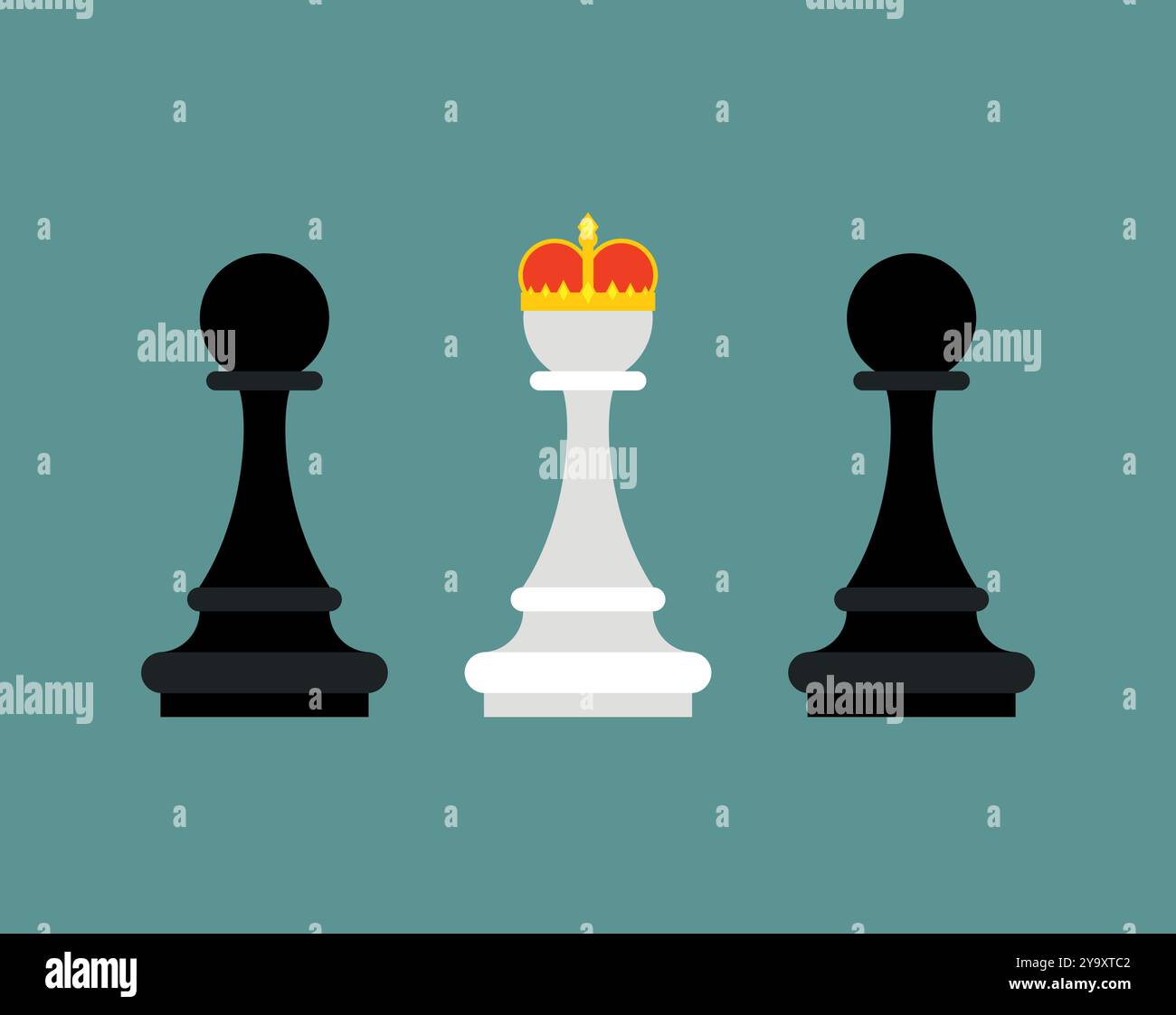 Chess pawn in crown. Concept of greatness and an inflated sense of self ...