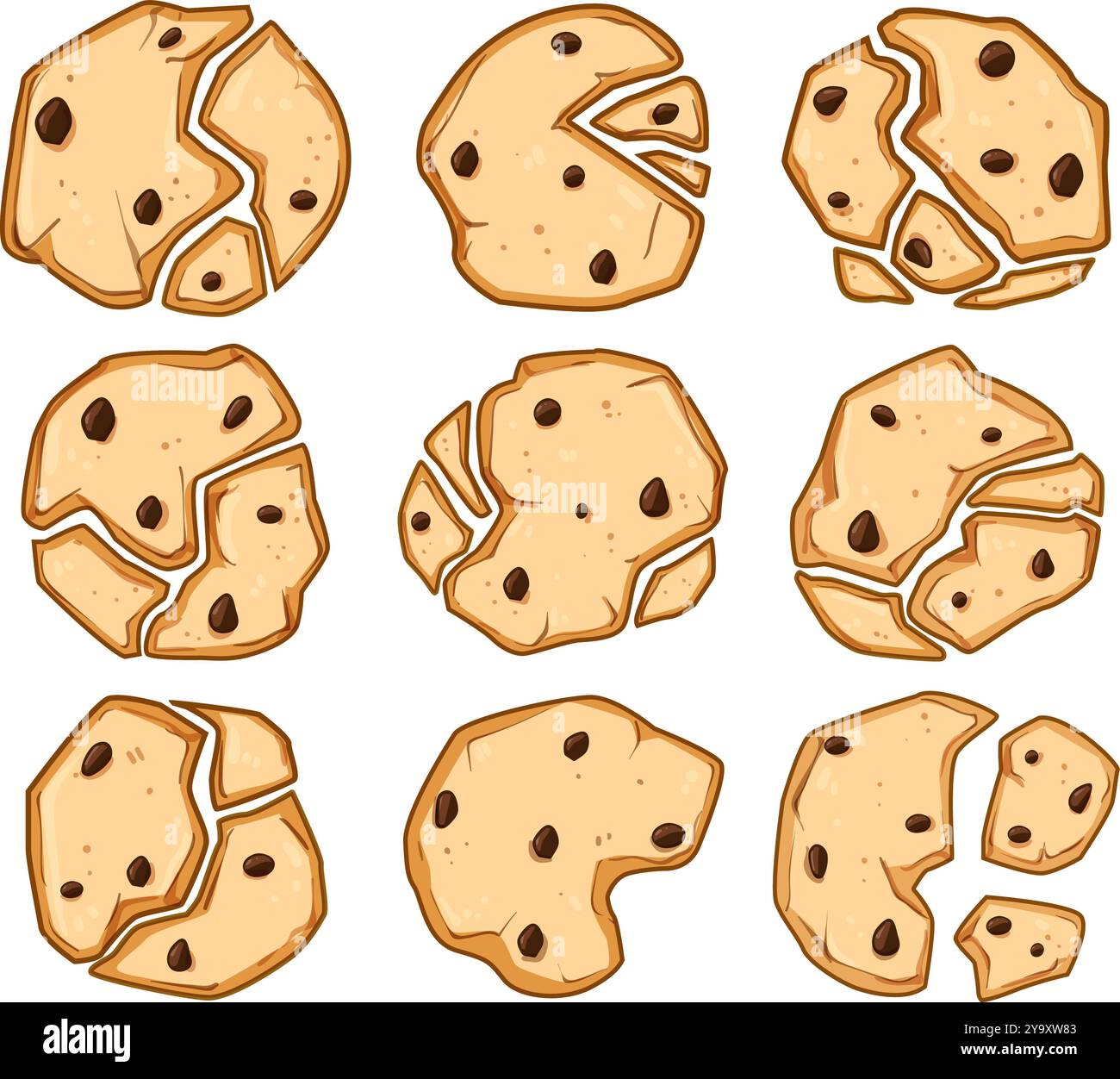oatmeal cookies set cartoon vector illustration Stock Vector Image ...