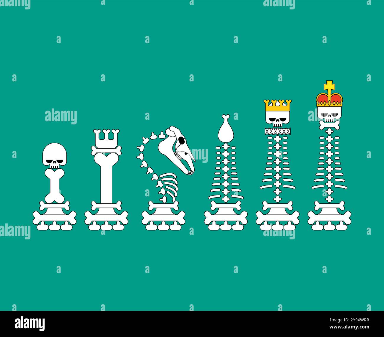 Chess Pawn Skeleton set. Deadly chess pieces bones and skulls Stock ...