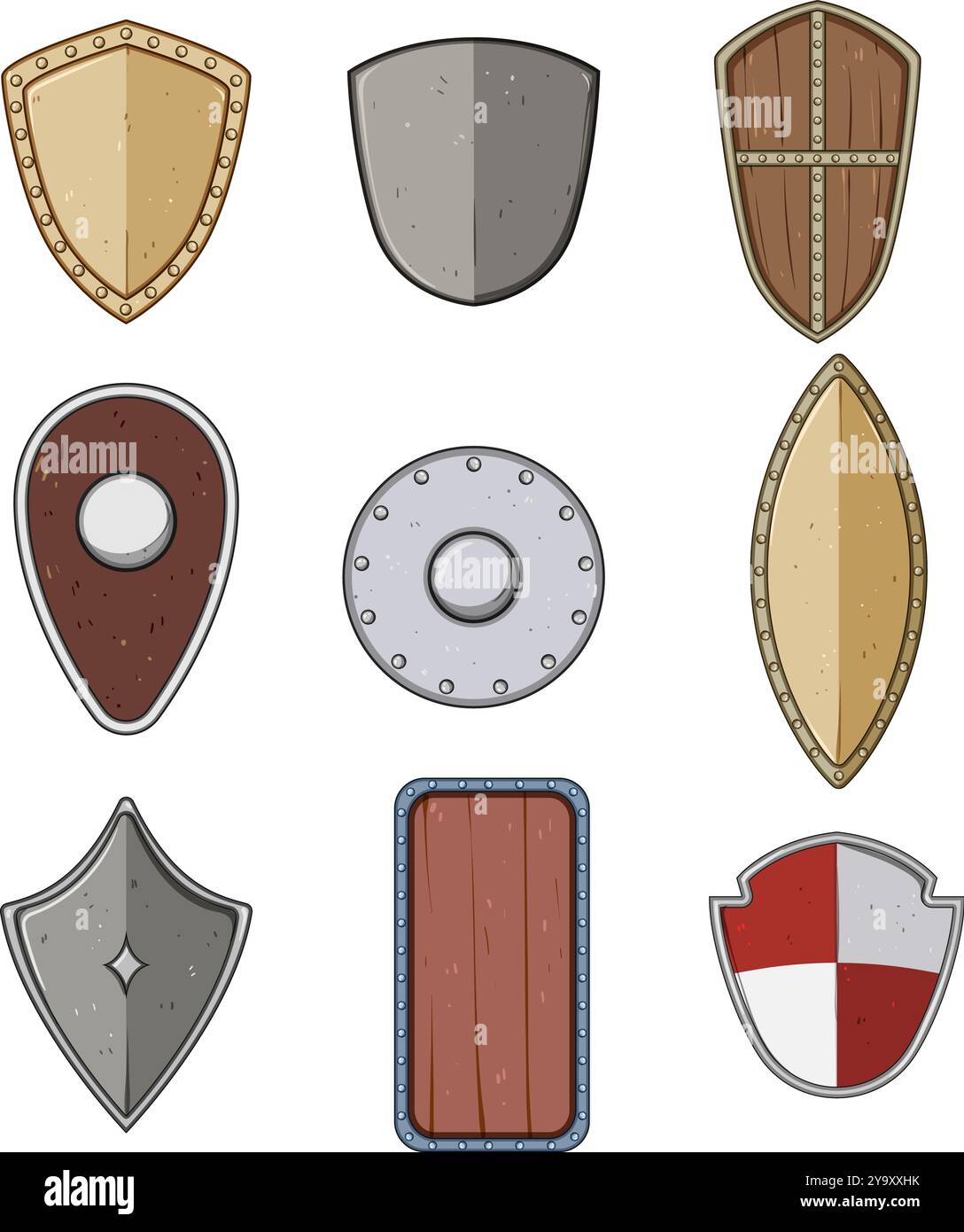 shield knight set cartoon vector illustration Stock Vector Image & Art ...