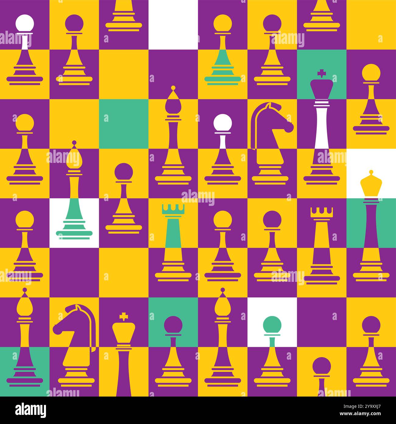 Chess pattern seamless. Chess pieces background. Pawn and rook chess ...
