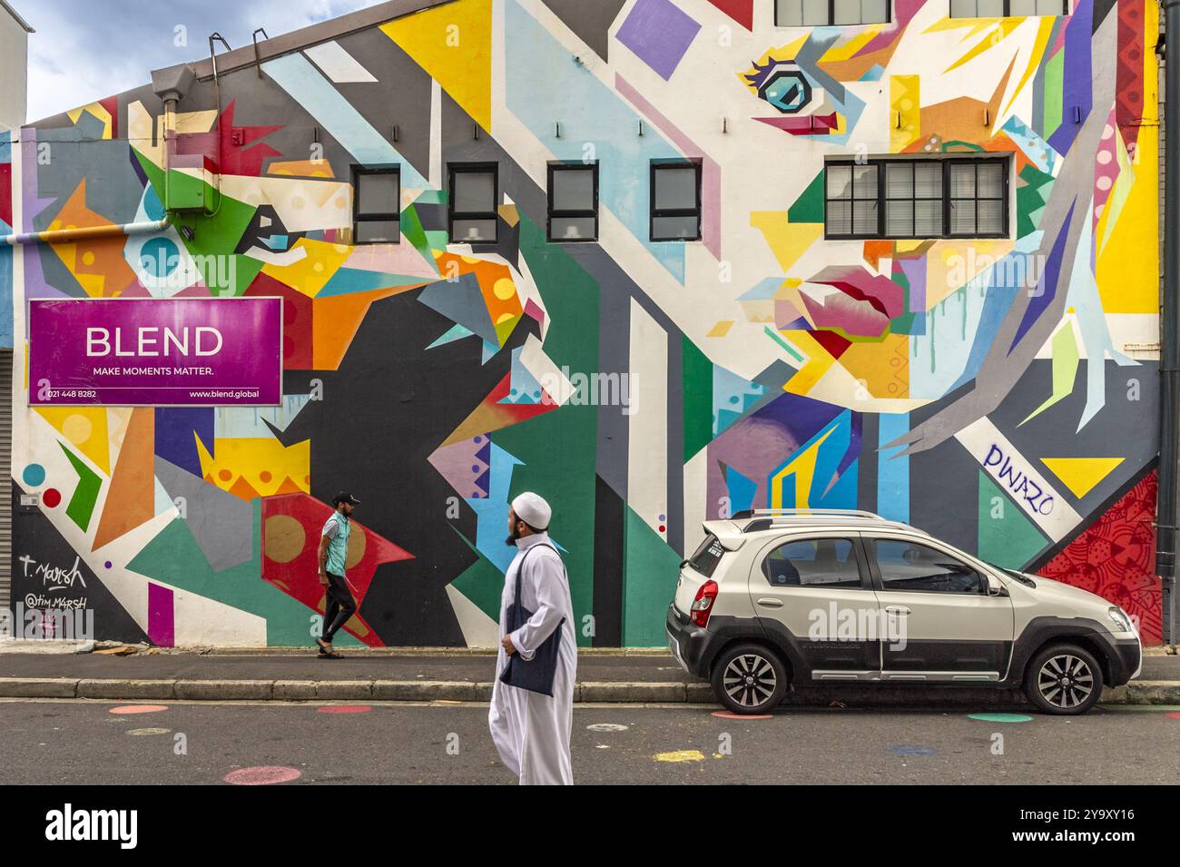 South Africa, Western Cape, Cape Town, street art “Lion and Girl” by ...