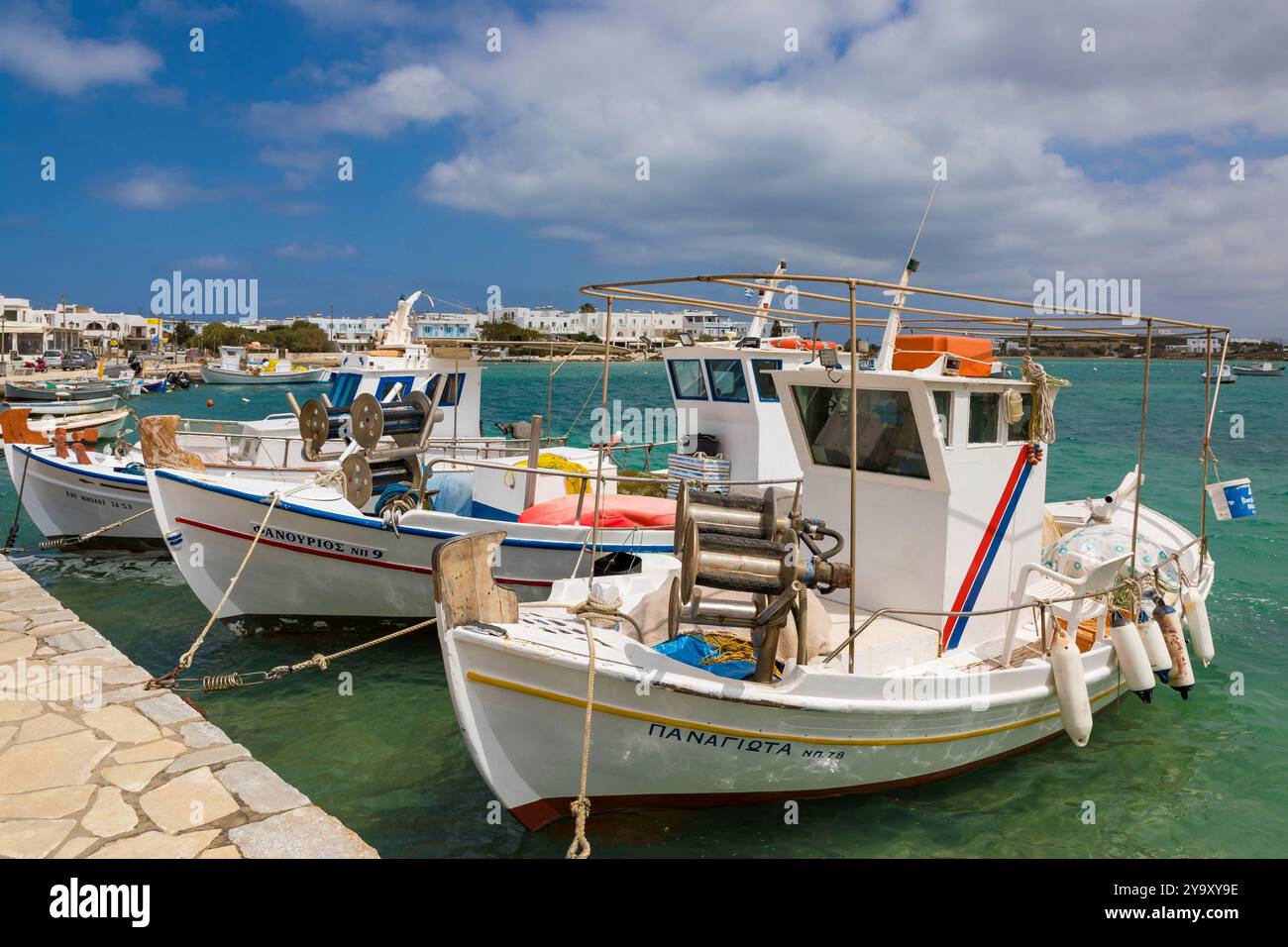 Greece, Cyclades, Antiparos Island, Chora, port Stock Photo - Alamy
