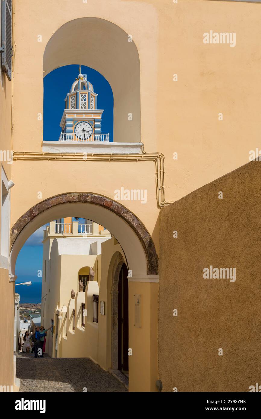 Greece, Cyclades, Santorini Island (Thera or Thira), Fira, cathedral of ...