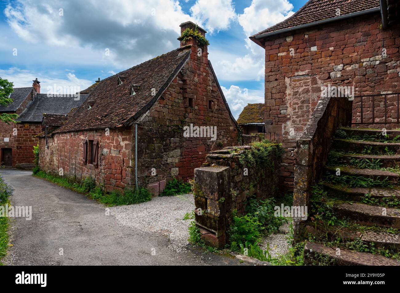 France, Corrèze,, Collonges la Rouge, medieval town, with the label of ...
