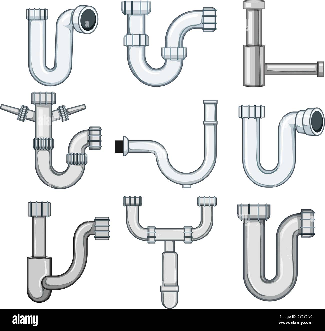 waste drain trap set cartoon vector illustration Stock Vector Image ...