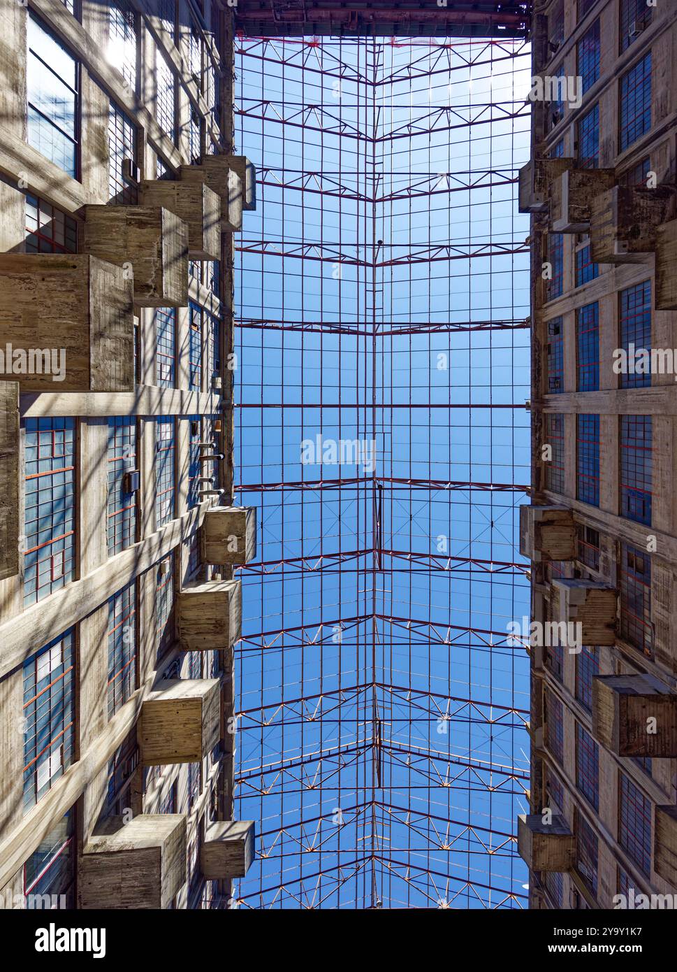 Looking up Brooklyn Army Terminal’s cavernous Building B atrium. The ...