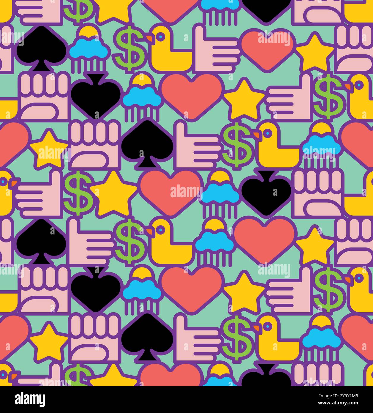 Graffiti style pattern seamless. Duck, heart and fist secret symbols of ...