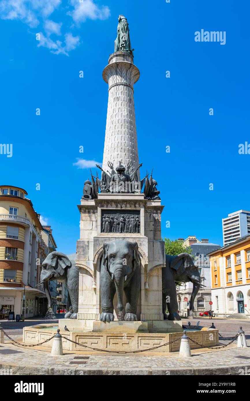 France, Savoie, Chambery, the old town, the fountain of Elephants ...