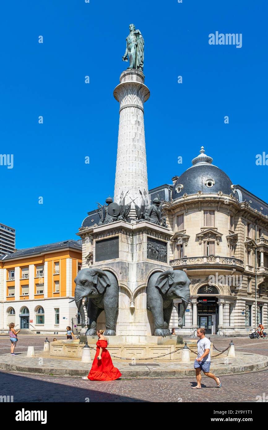 France, Savoie, Chambery, the old town, the fountain of Elephants ...
