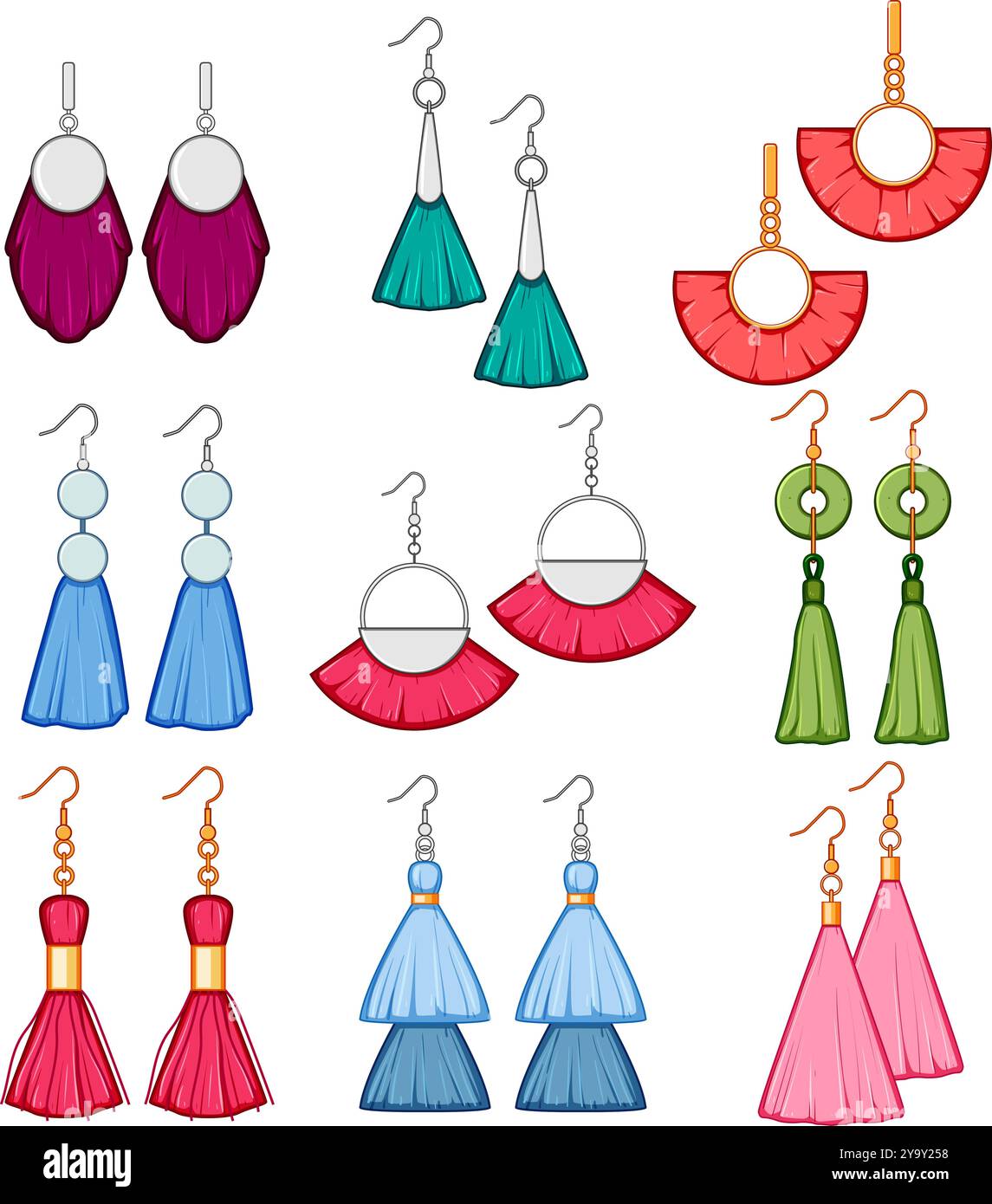 tassel earrings set cartoon vector illustration Stock Vector Image ...