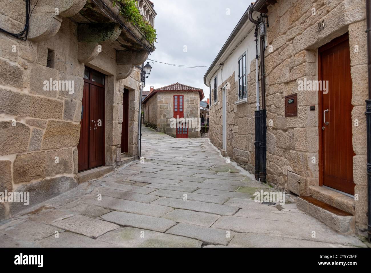 stone houses in the streets of the medieval village of Allariz. Ourense. Galicia. Spain Stock ...