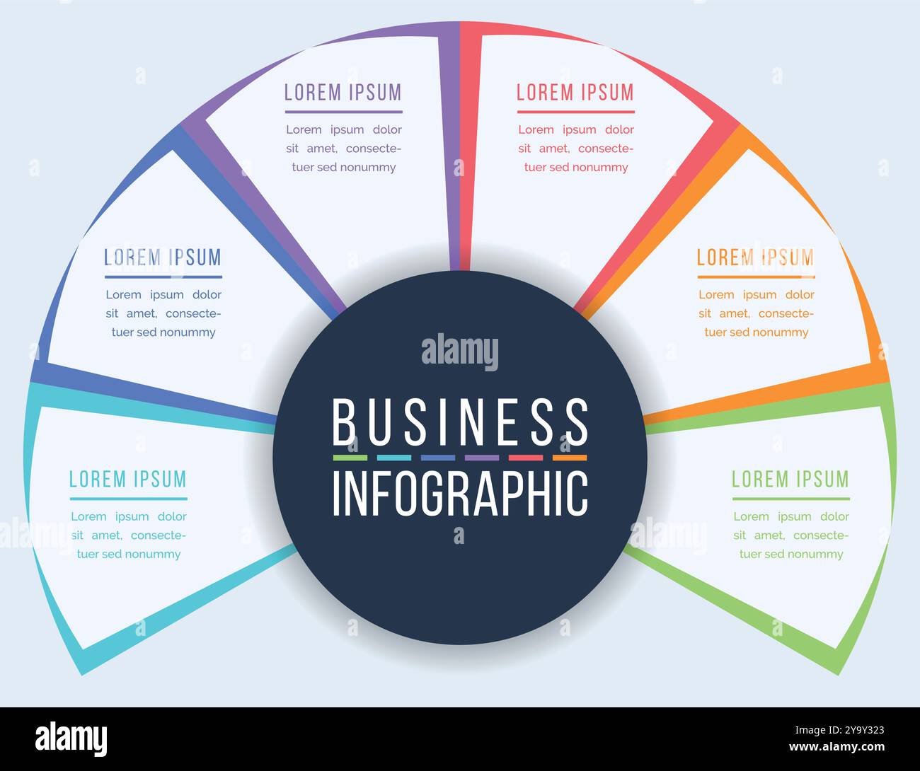 Circle Infographic design 6 steps, objects, elements or options ...