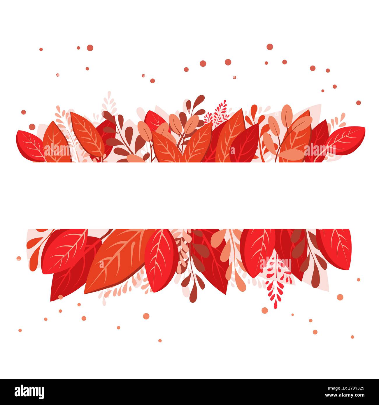 Vector isolated rectangular frame of red dry autumn leaves. Border for ...
