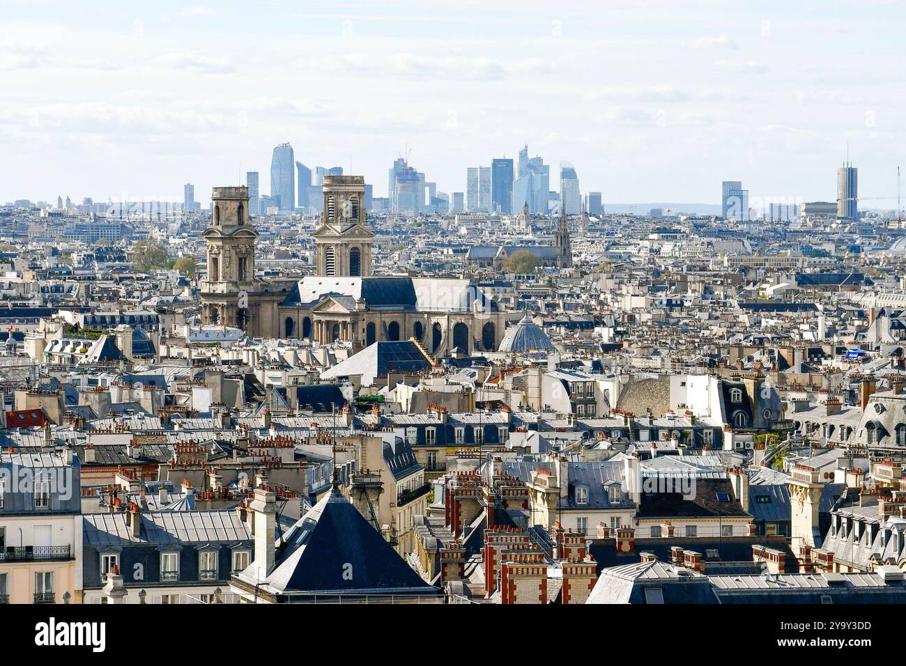 France, Paris, panoramic view of the city from the Pantheon, person ...