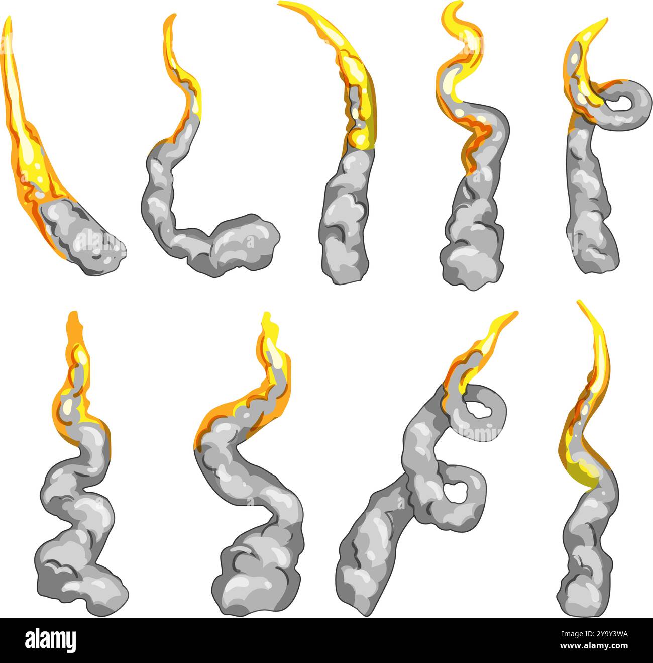 rocket fire trail set cartoon vector illustration Stock Vector Image ...