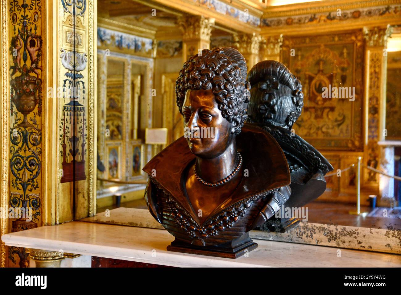 France, Paris, Senate, interior design, decoration, bust Stock Photo ...