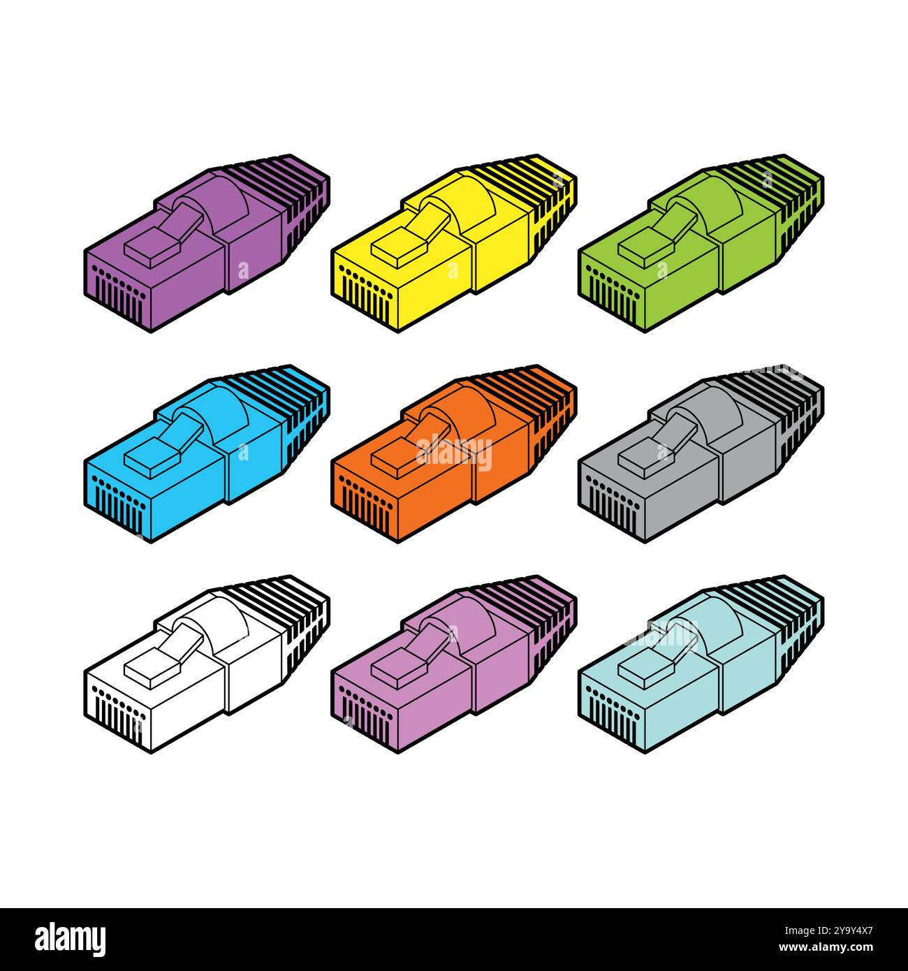 RJ45 connector set. Connector for internet cable. Patch Cord Stock ...