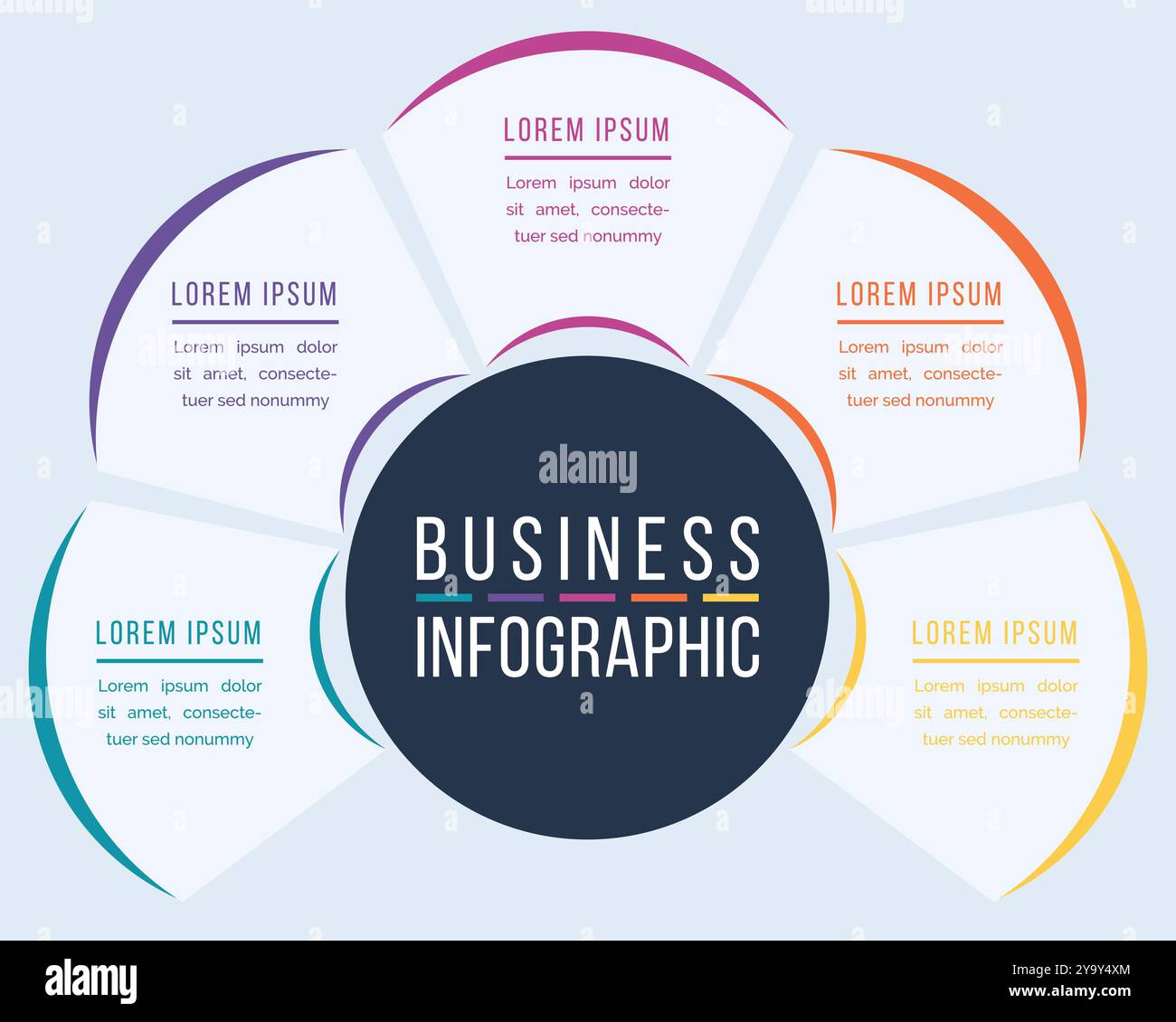 Circle Infographic design 5 steps, objects, elements or options ...