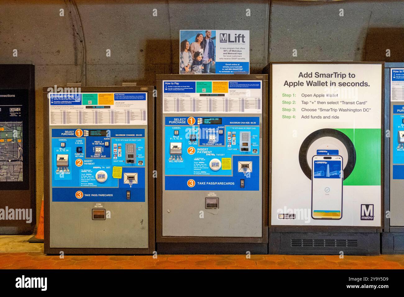 United States, Washington DC, metro station, ticket machine Stock Photo ...