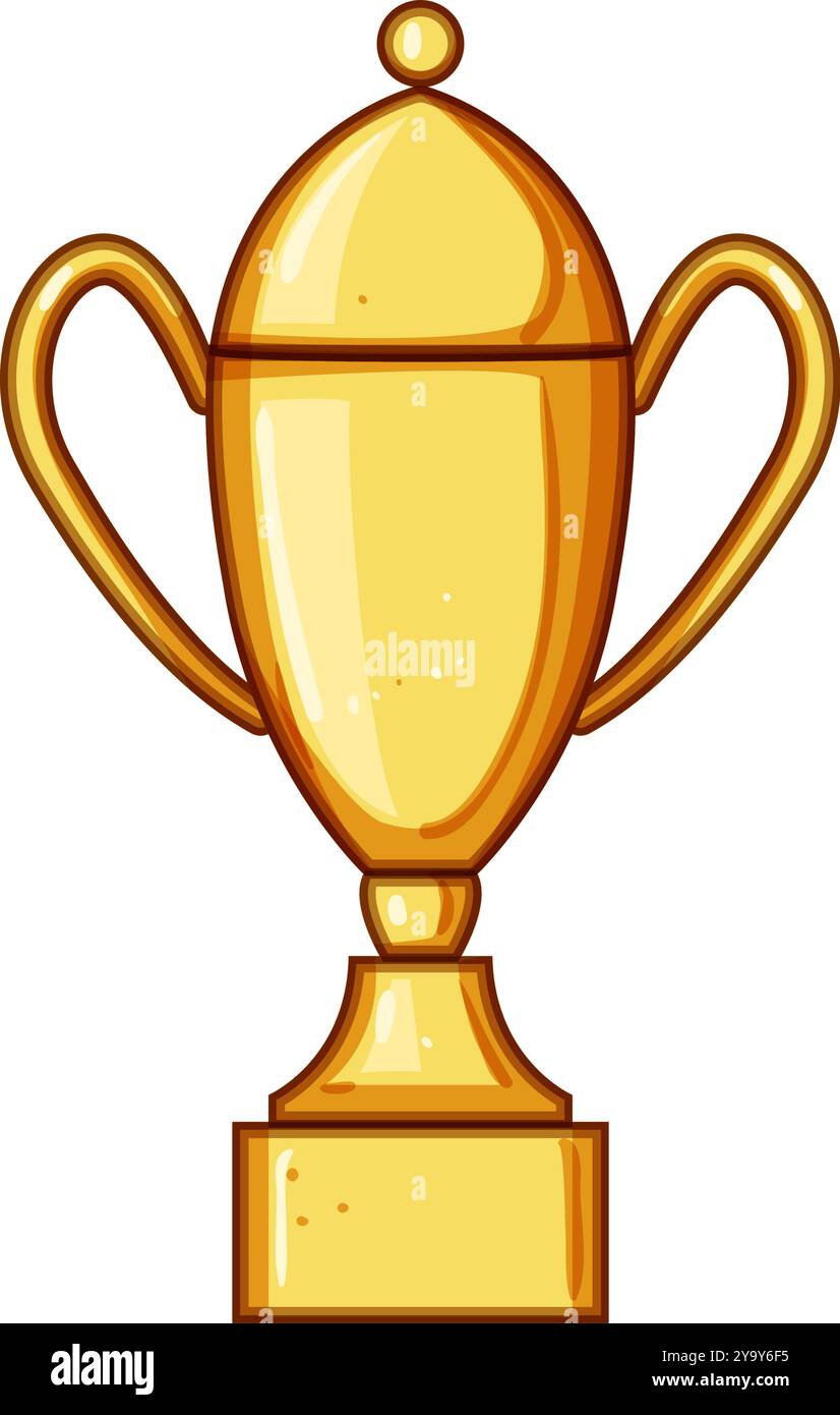 prize gold trophy cartoon vector illustration Stock Vector Image & Art ...