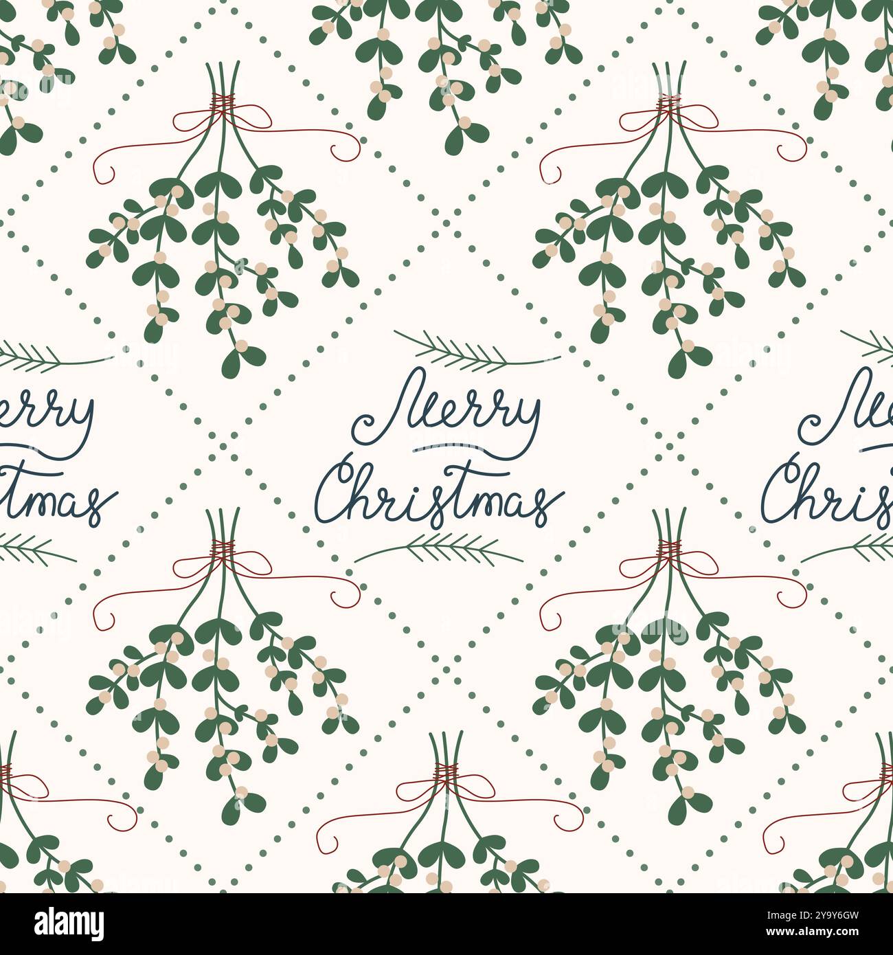Simple Christmas vector seamless pattern. Merry Christmas wishes and ...