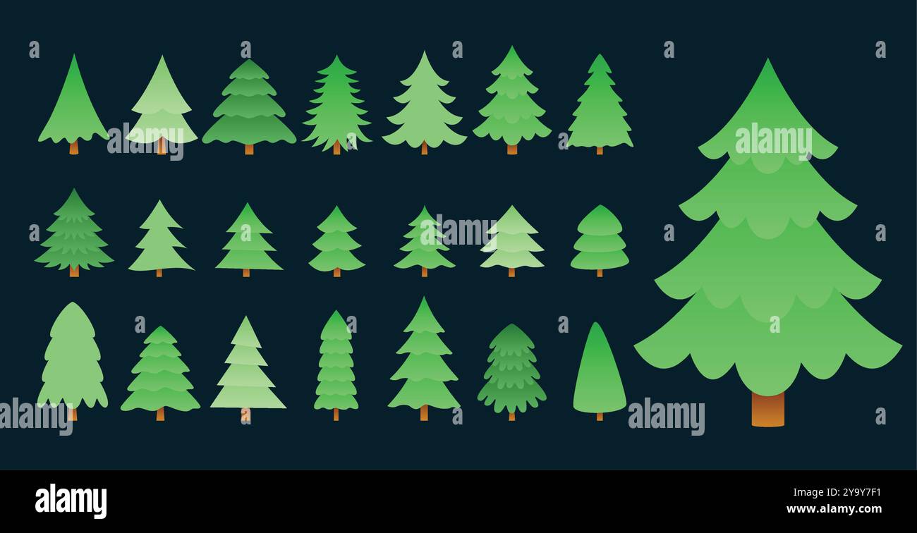 big set of christmas tree design in different layout Stock Vector Image ...