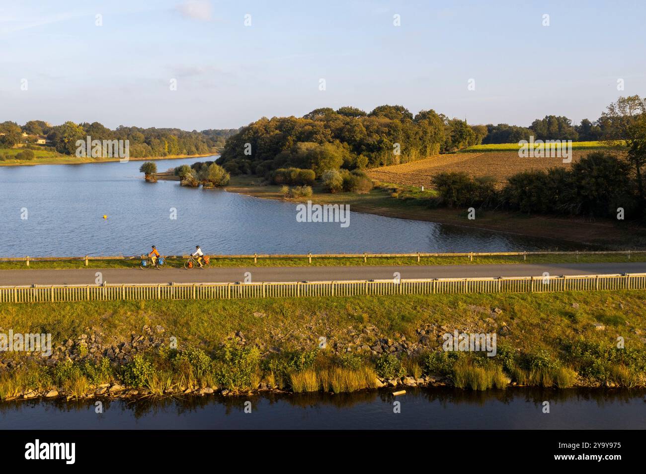France, Charente, Massignac, cycle tourist on the Scandiberique route ...
