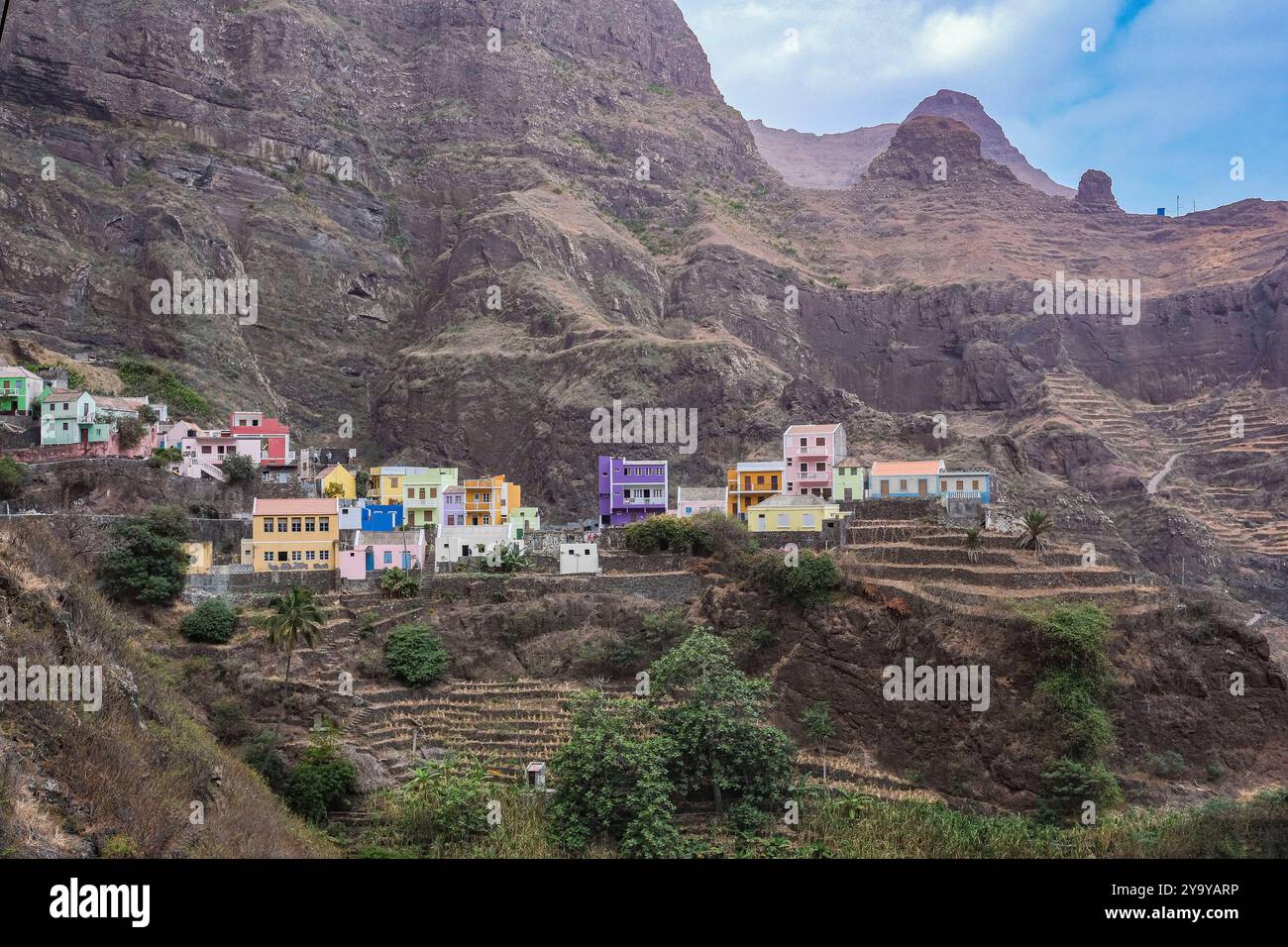 Cape Verde, Santo Antao Island, village of Fontainhas, north coast ...