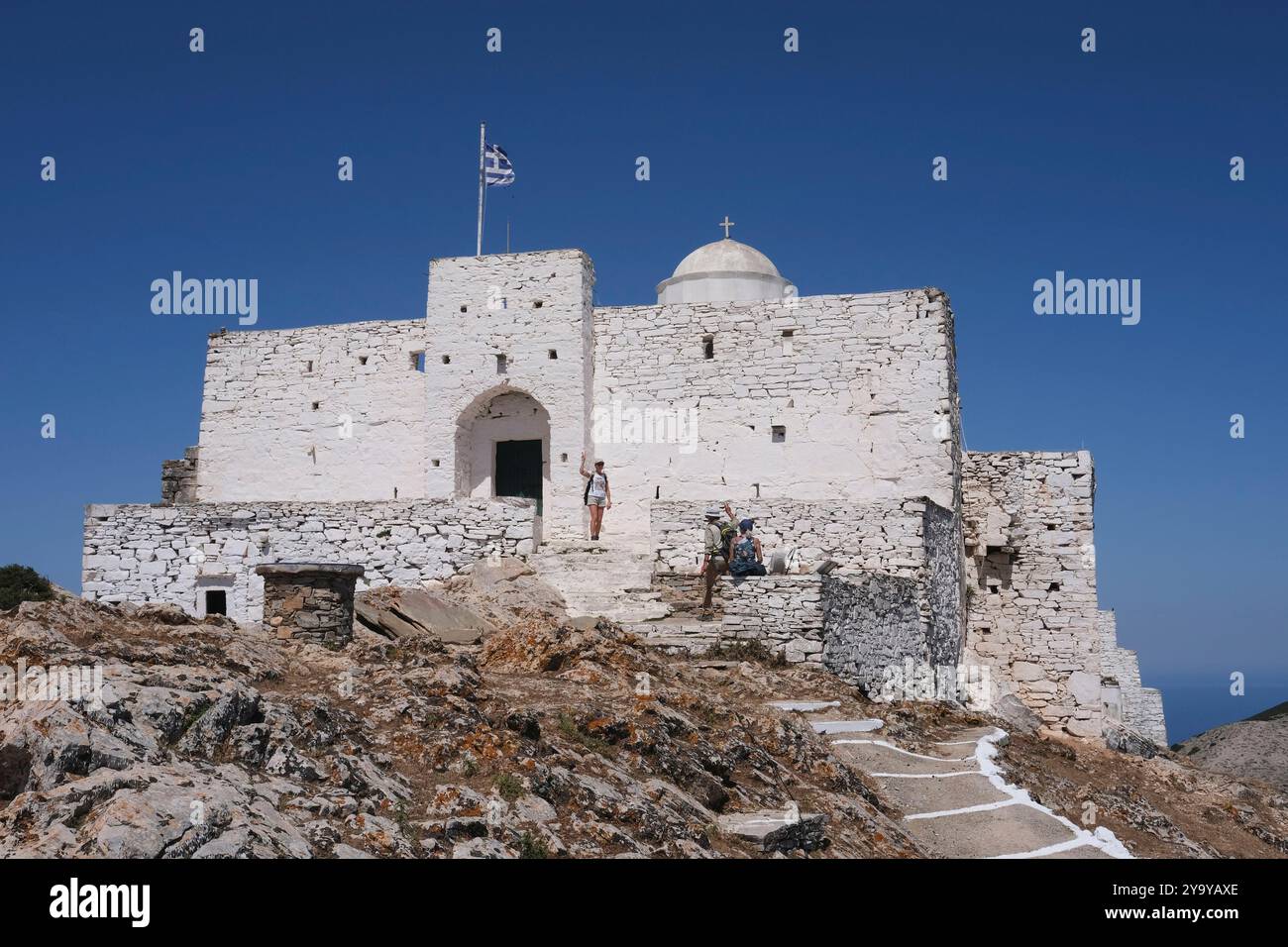 Greece, Sifnos island, Cyclades, Ano Petali, Profitis Ilias monastery ...