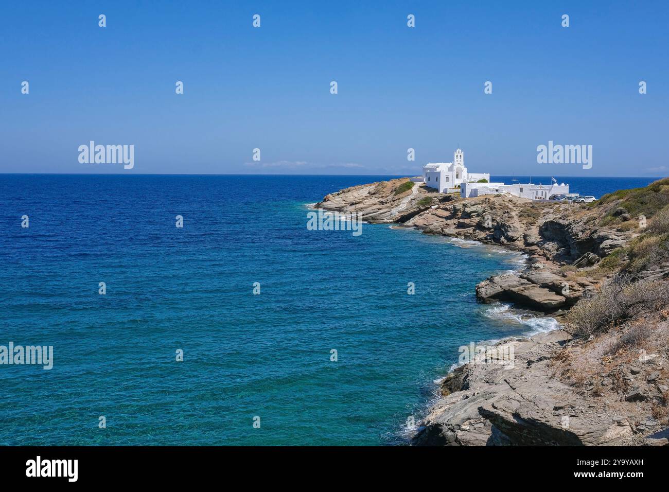 Greece, Sifnos island, Cyclades, Faros, Panagia Chryssopigi monastery ...