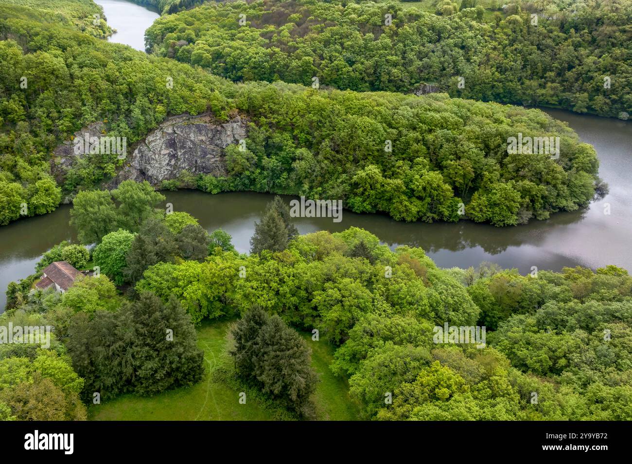 France, Vendee, Mervent, the loops of the La Mère river in the Mervent ...
