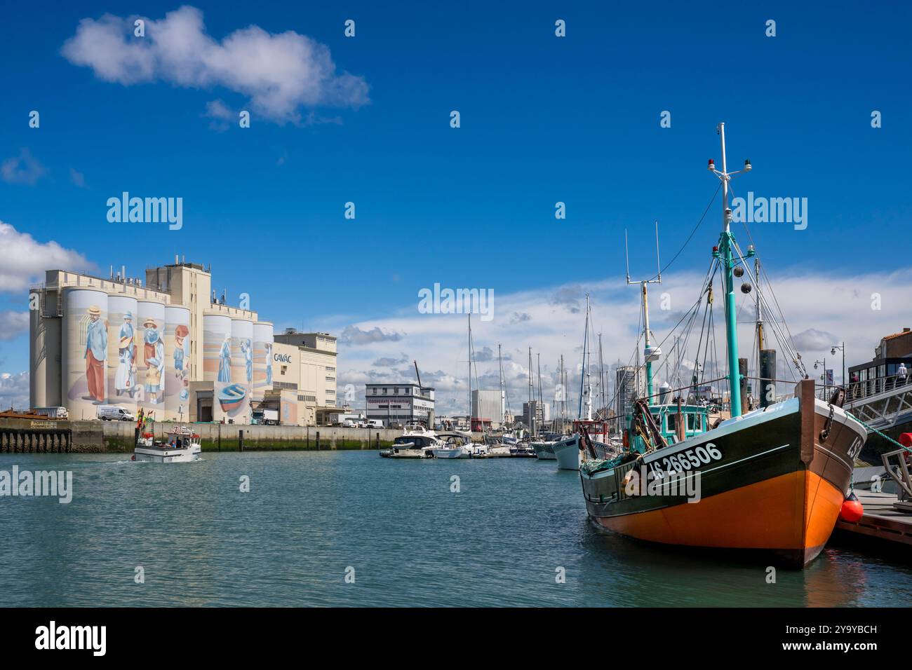 France, Vendee, Les Sables d'Olonne, the port, fresco retracing the ...