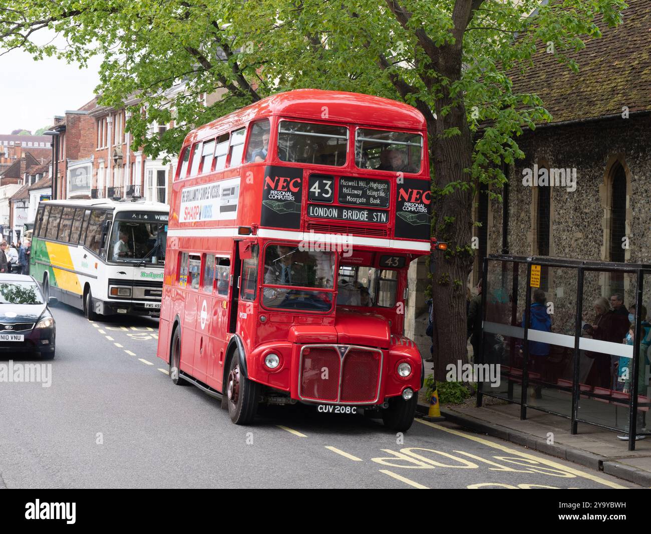 London Routemaster bus in Winchester Broadway on a King Alfred heritage ...