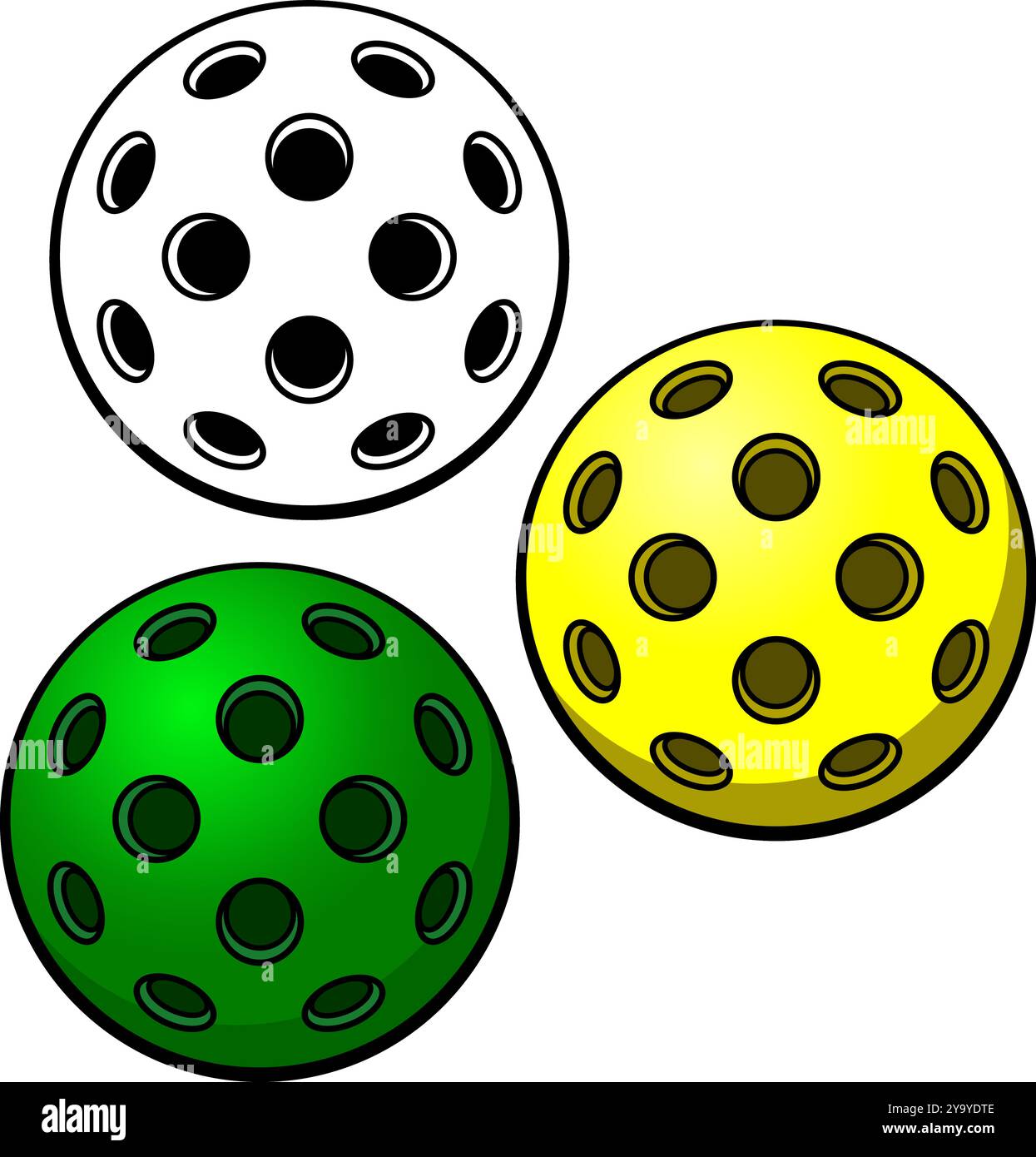 Pickleballs, Hand Drawn Vector illustration, Isolated On Transparent ...