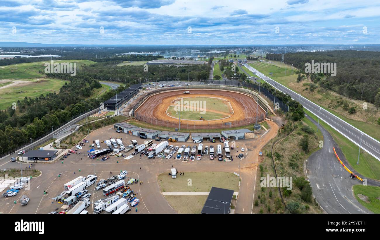 Drone aerial photograph of the Sydney International Speedway located in ...
