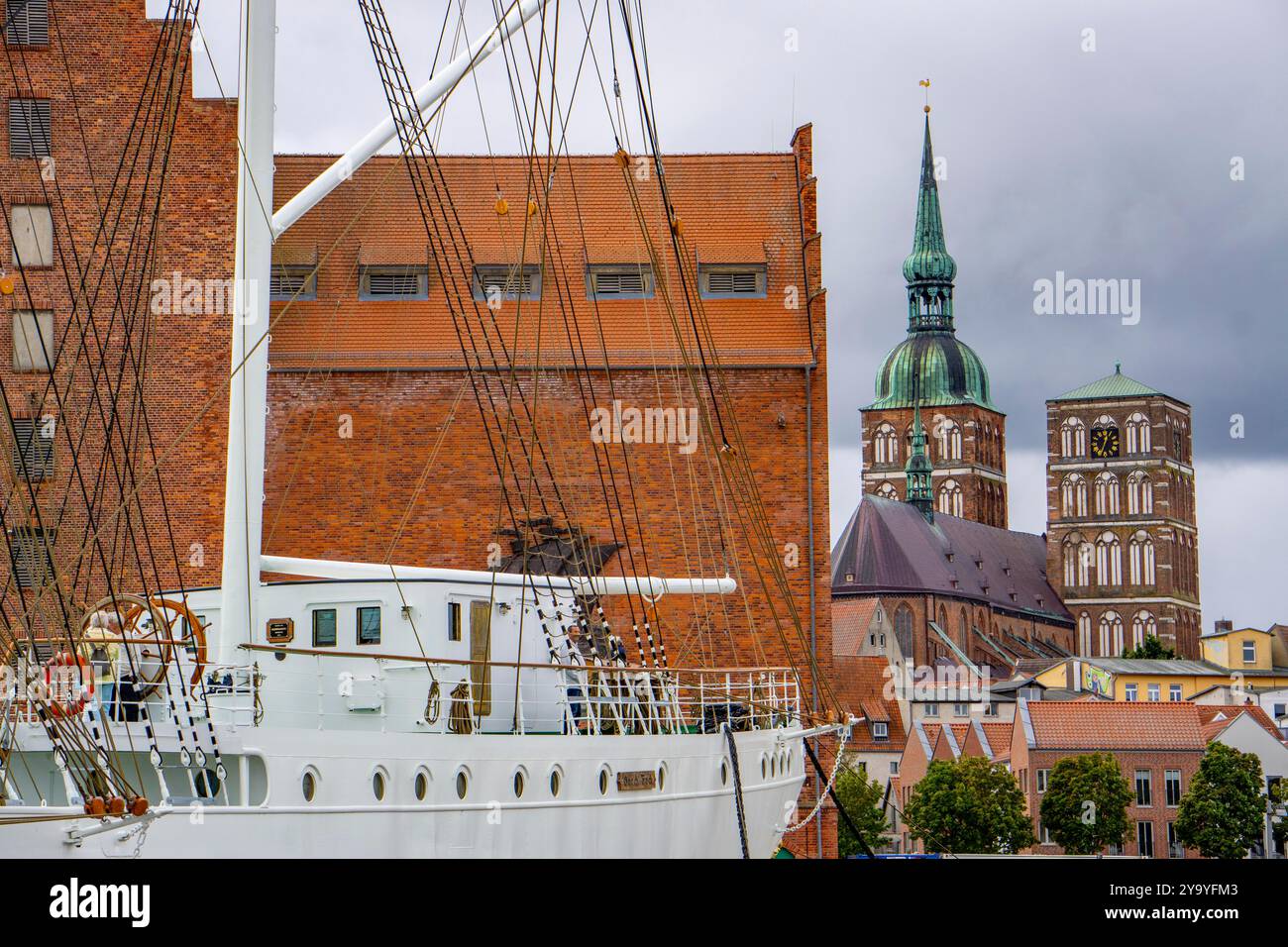 The former sail training ship Gorch Fock I, in the harbor of the ...