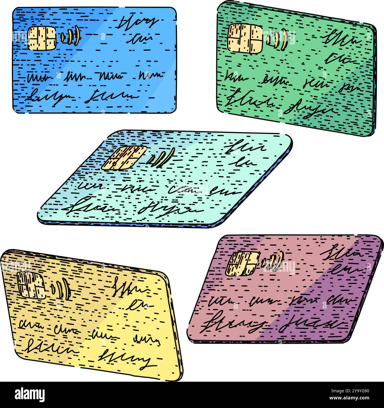 credit card set sketch hand drawn vector Stock Vector Image & Art - Alamy