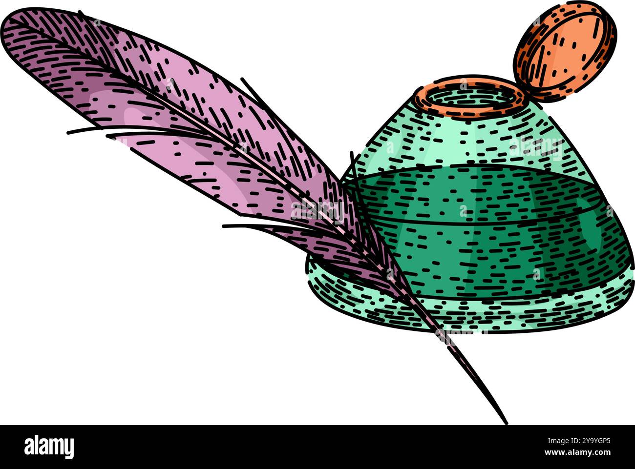 writing inkwell sketch hand drawn vector Stock Vector Image & Art - Alamy