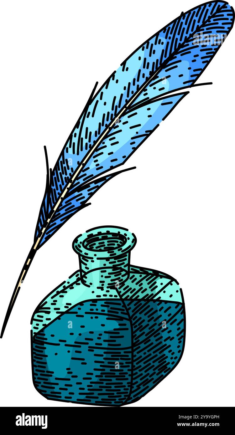 dip inkwell sketch hand drawn vector Stock Vector Image & Art - Alamy