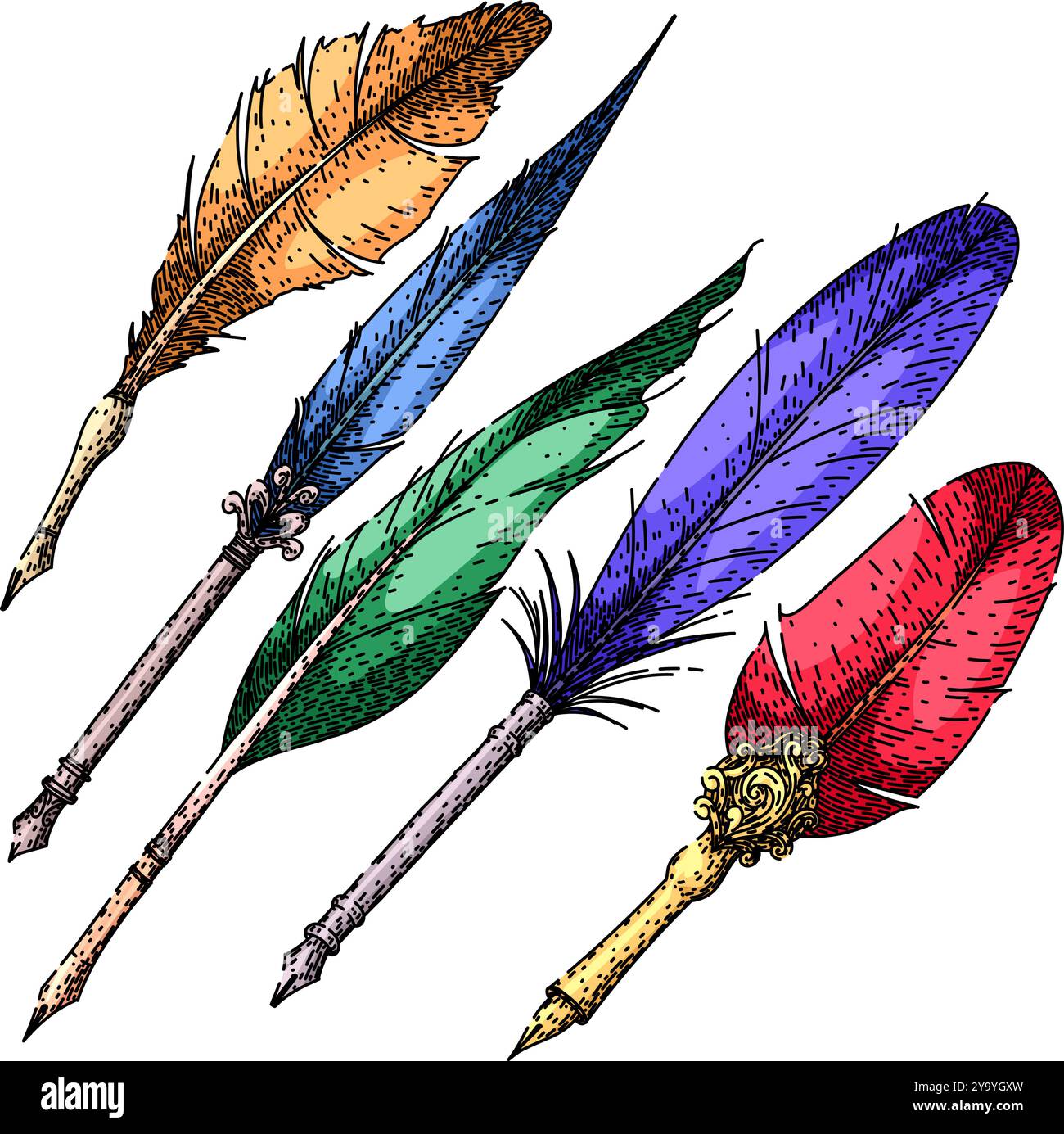 Hand writing quill pen, parchment paper Stock Vector Images - Alamy