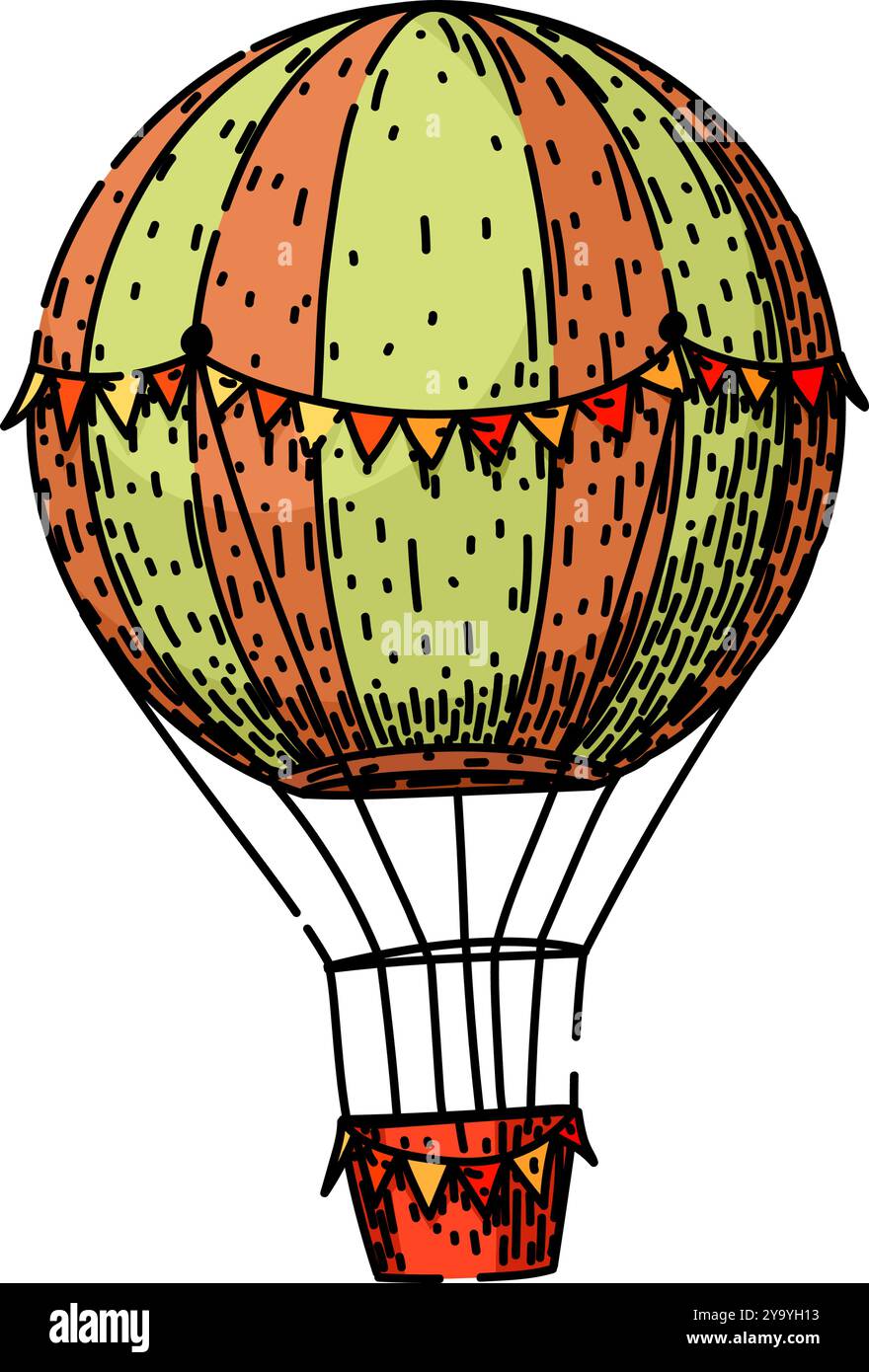 borne hot air balloon sketch hand drawn vector Stock Vector Image & Art ...
