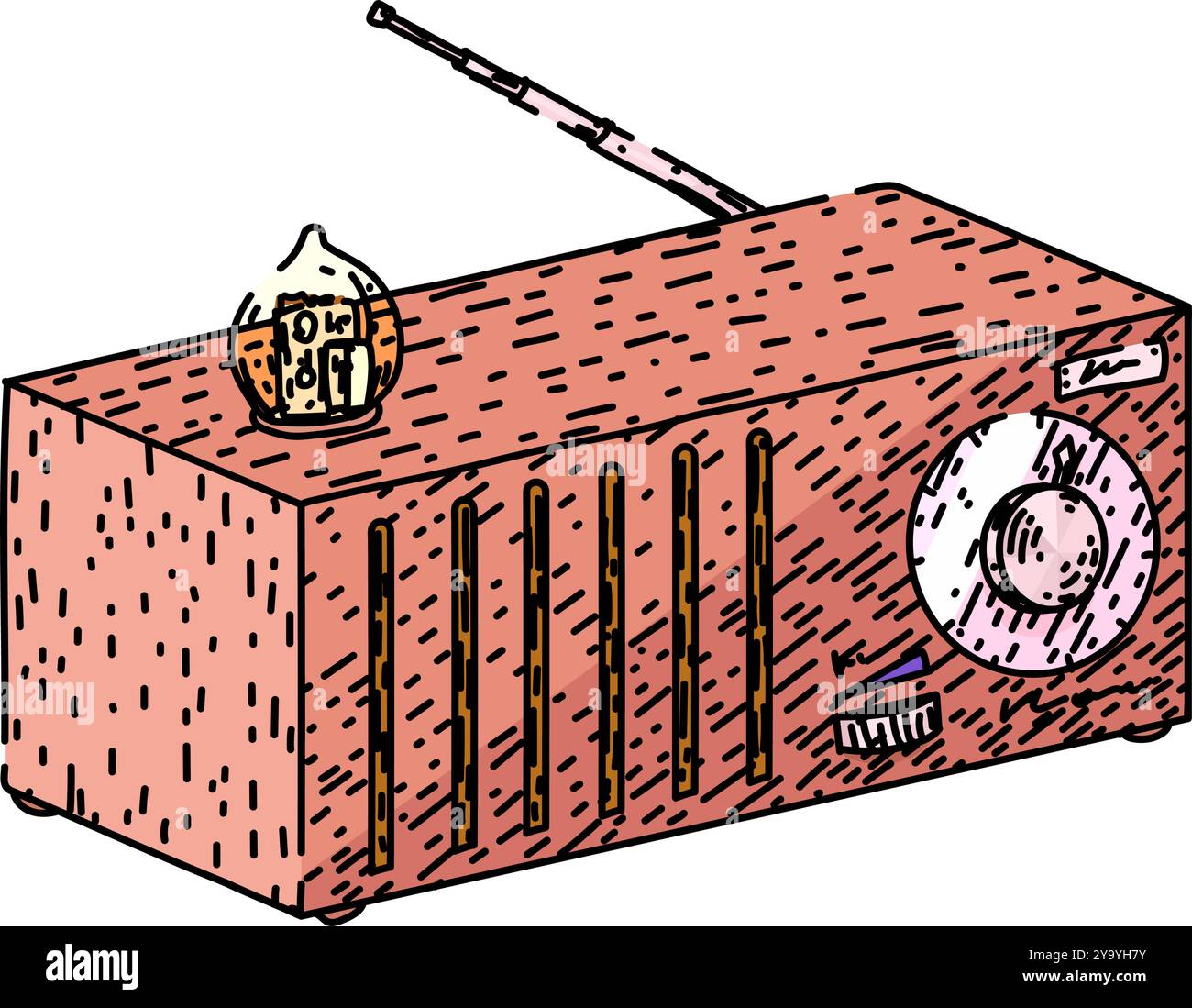 classic retro radio sketch hand drawn vector Stock Vector Image & Art ...