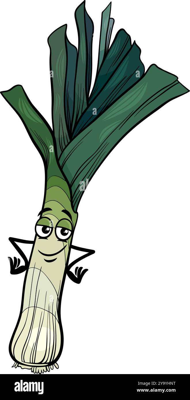 Cartoon illustration of funny leek vegetable character Stock Vector ...