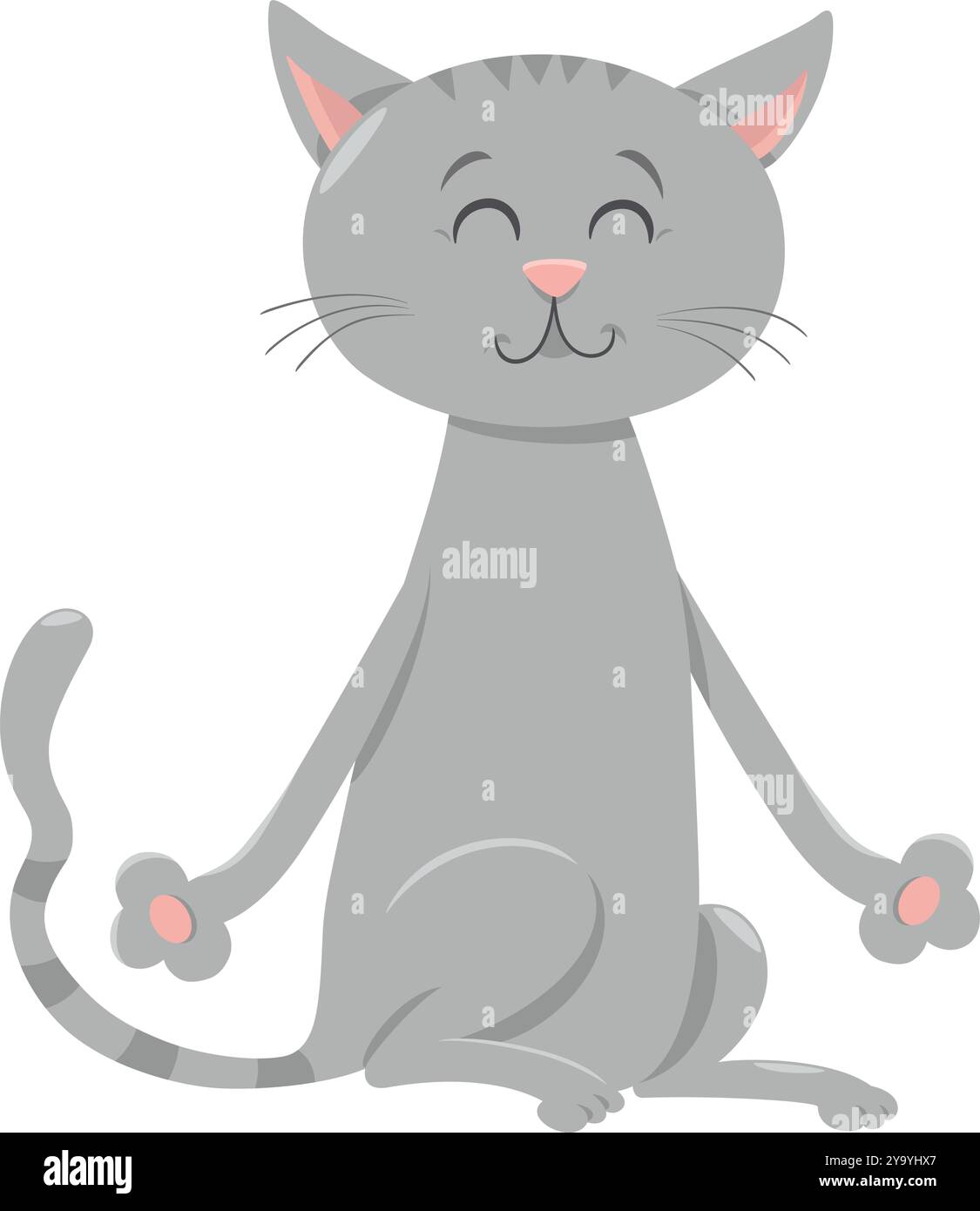 Cartoon illustration of funny gray tabby cat animal character Stock ...